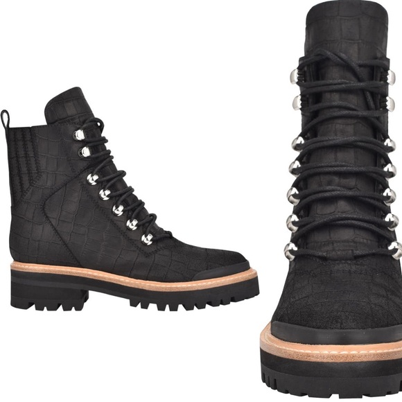 Marc Fisher | Shoes | Marc Fischer Izzie 2 Combat Boot In Black Rubber Sole | Poshmark